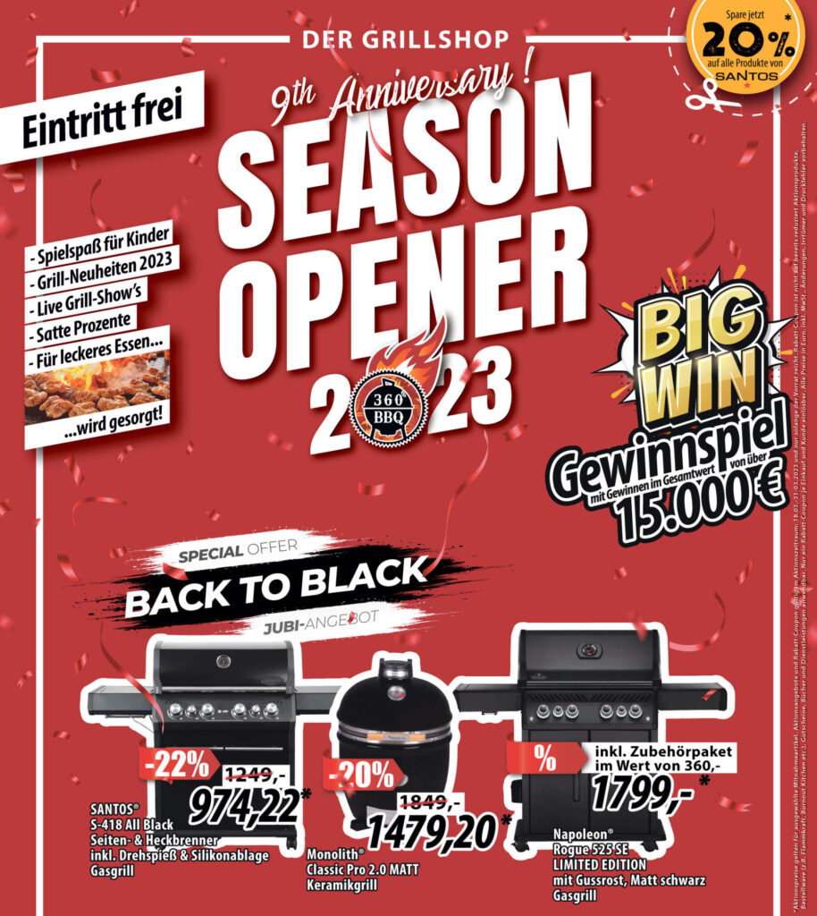 Große Saisoneröffnung mit mega Gewinnspiel am 18. März 2023 - 360bbq Grill Magazin